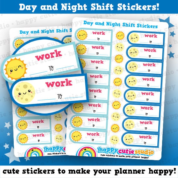 16 Cute Day and Night Shift/work Planner Stickers - Etsy