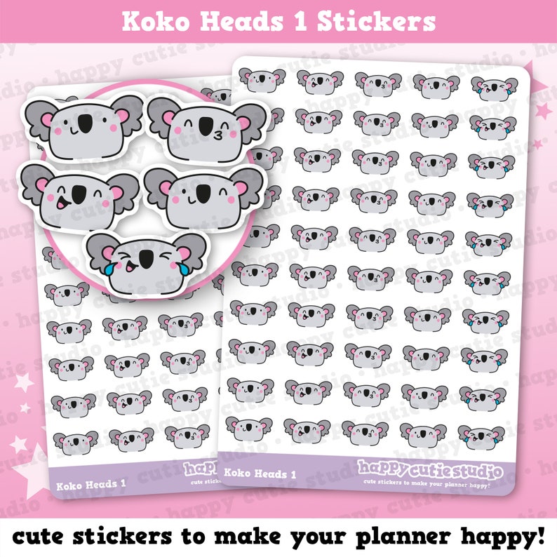 50 Cute Koko the Koala Heads 1 Planner Stickers - Etsy