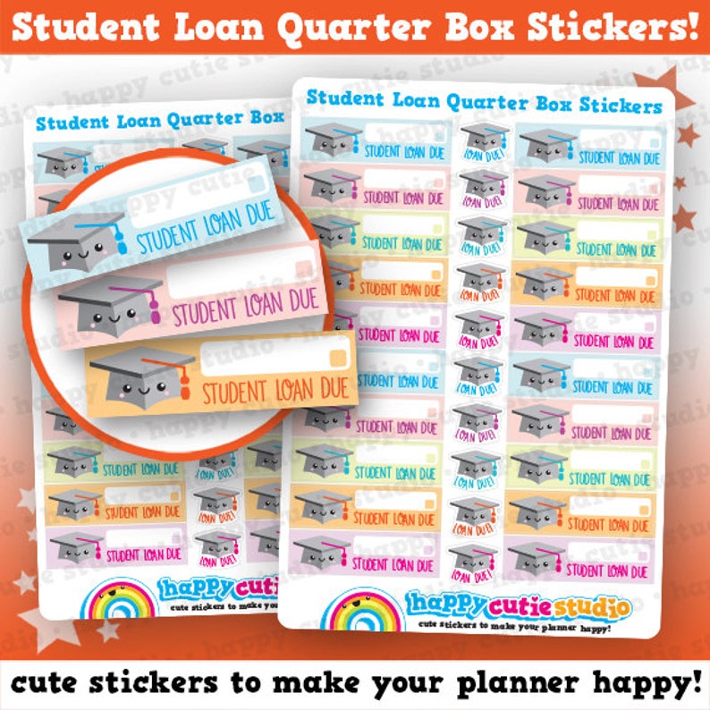 20 Cute Student Loan Quarter Box Planner Stickers - Etsy