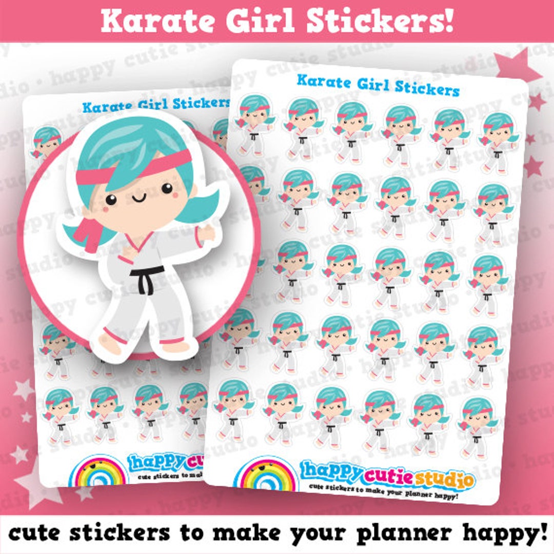 30 Cute Karate Girl Planner Stickers - Etsy