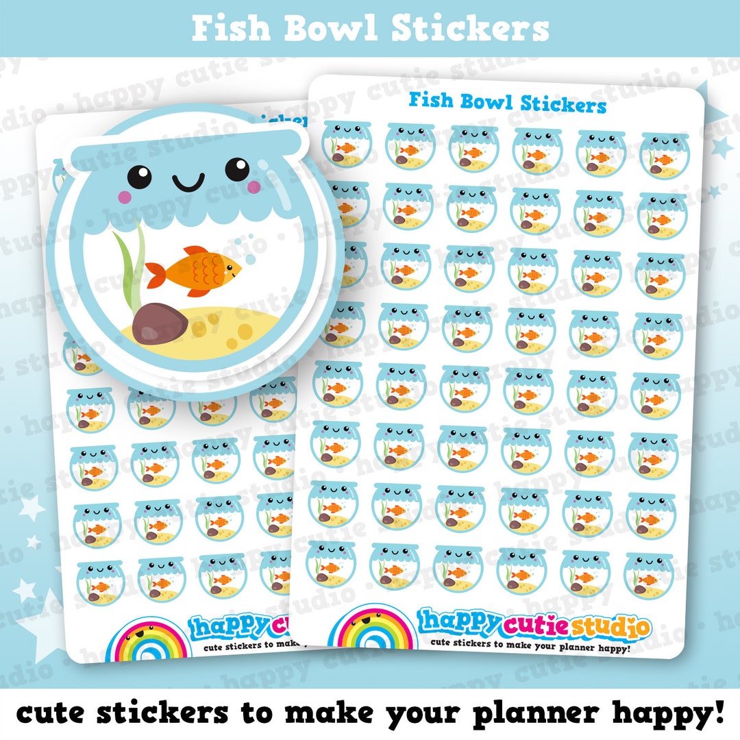 48 Cute Fish Bowl Planner Stickers - Etsy