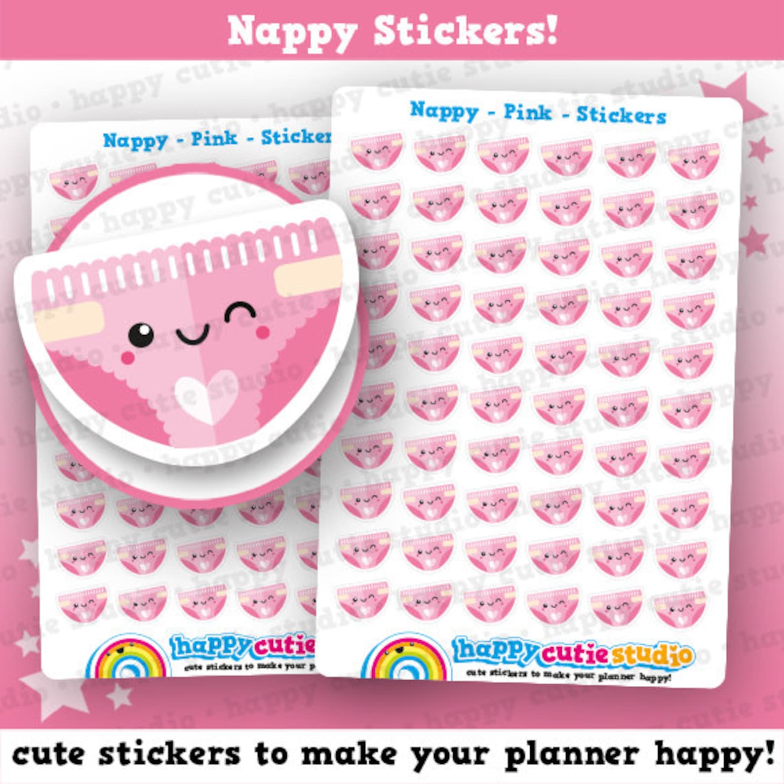 60 Cute Baby Nappy/diaper Planner Stickers - Etsy