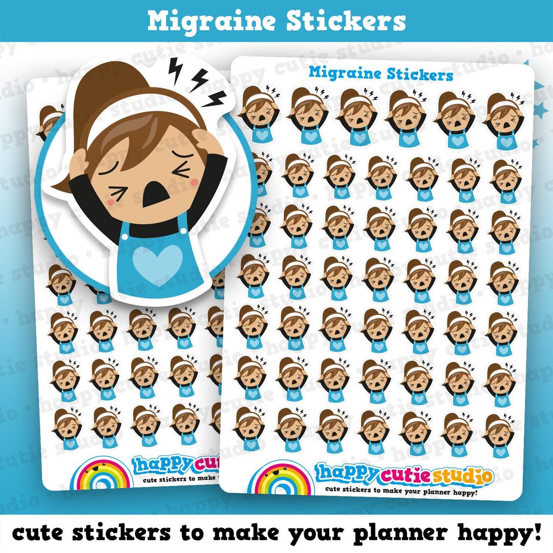 48 Cute Migraine/headache/pain Girl Planner Stickers - Etsy