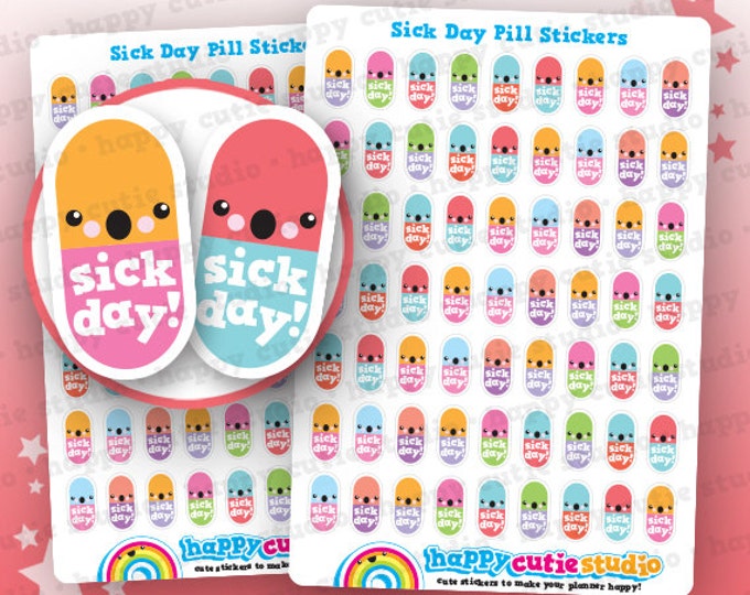 63 Cute Sick Day Pills/ill/unwell/pill/medicine Planner Stickers - Etsy
