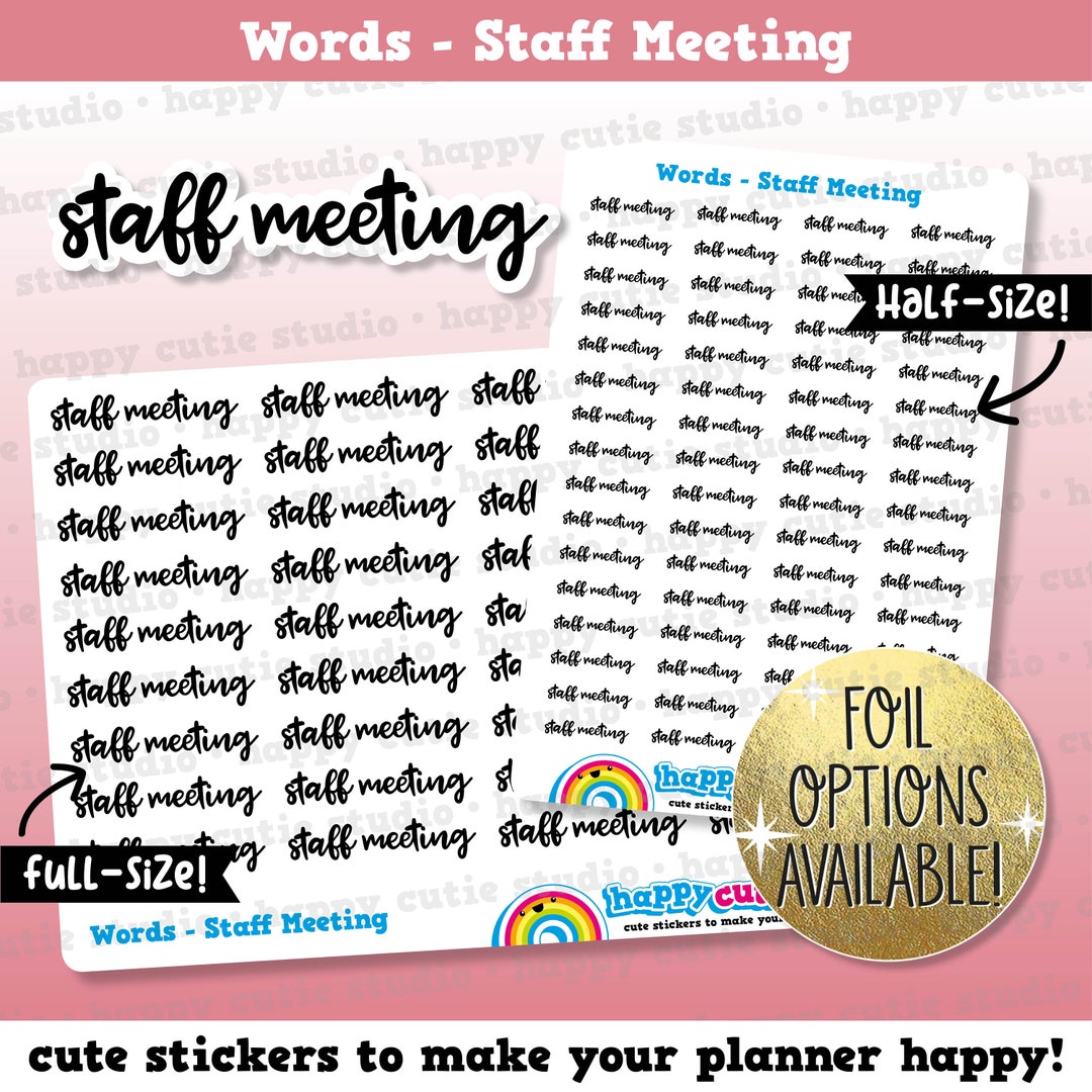 Staff Meeting Words/functional/planner/foil Planner Stickers - Etsy