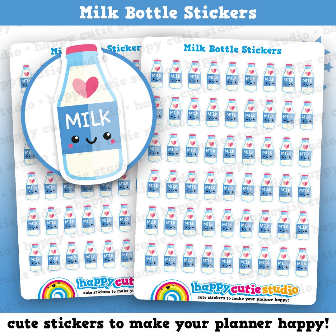 54 Cute Milk Bottle Planner Stickers - Etsy