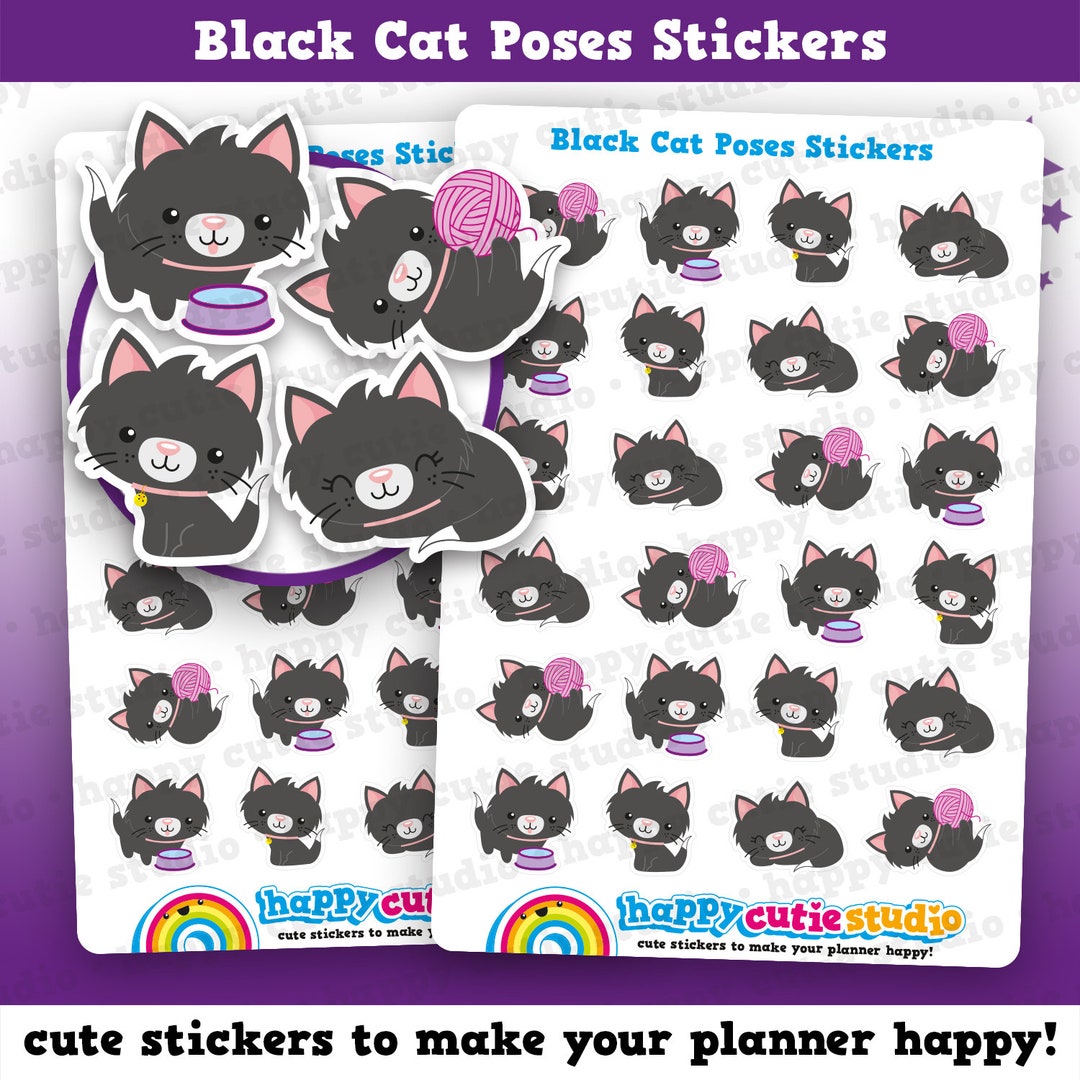 24 Cute Cat Poses/kitty/pet Planner Stickers - Etsy