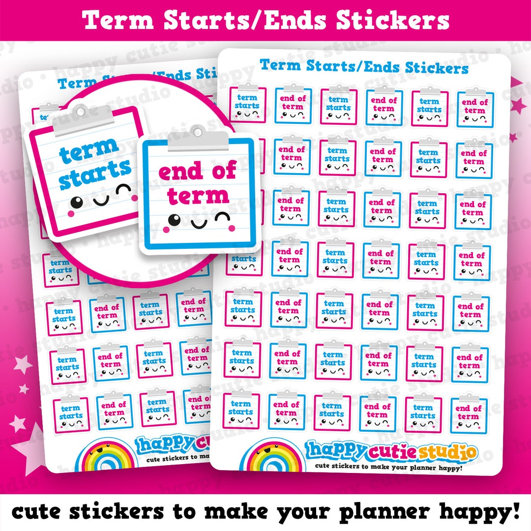 42 Cute Term Starts/ends Planner Stickers - Etsy