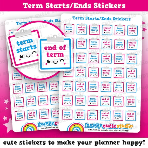 42 Cute Term Starts/ends Planner Stickers | Etsy