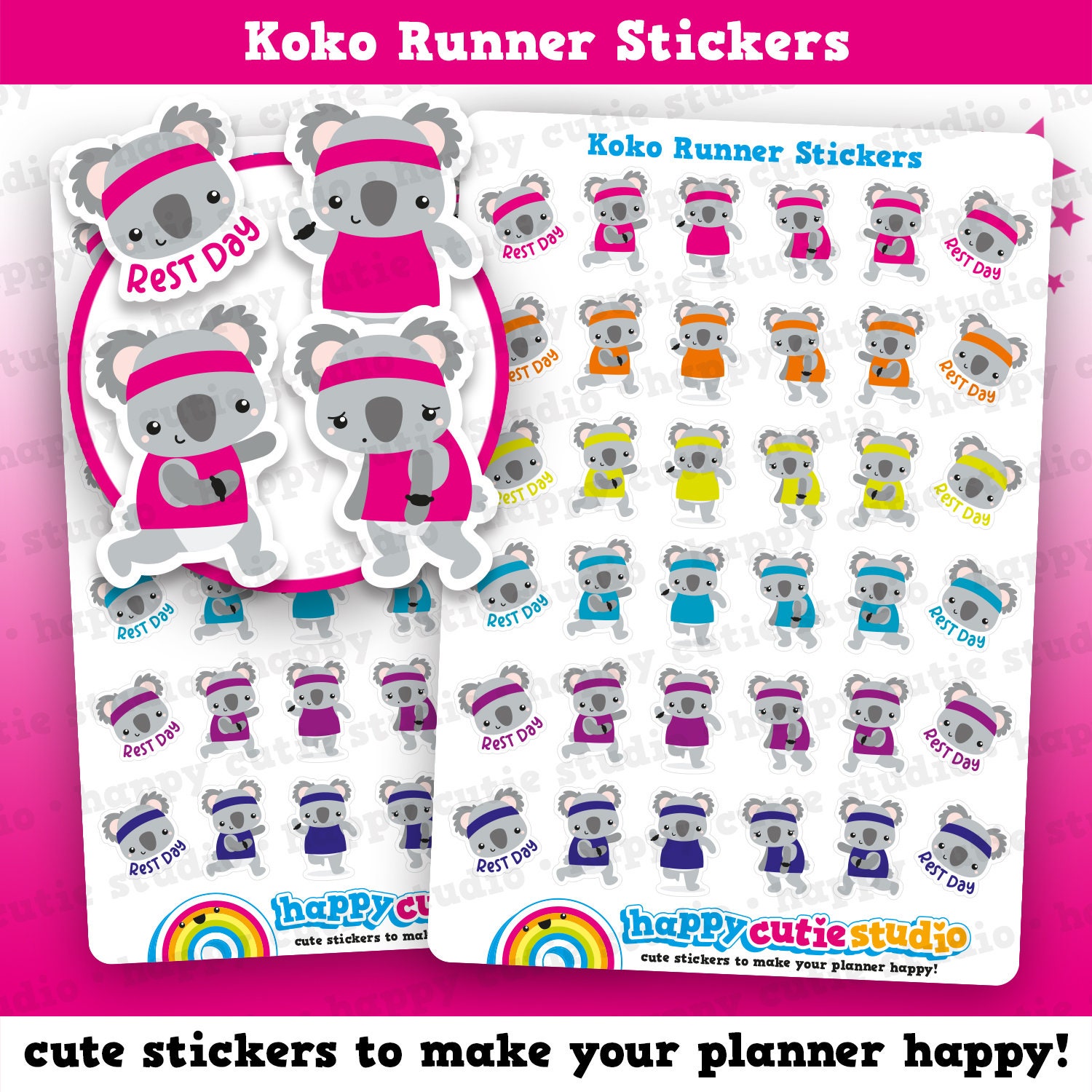 36 Cute Koko the Koala Run/runner/exercise/health Planner Stickers - Etsy