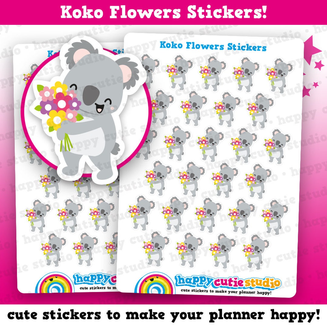 27 Cute Koko the Koala Flowers/present Planner Stickers - Etsy