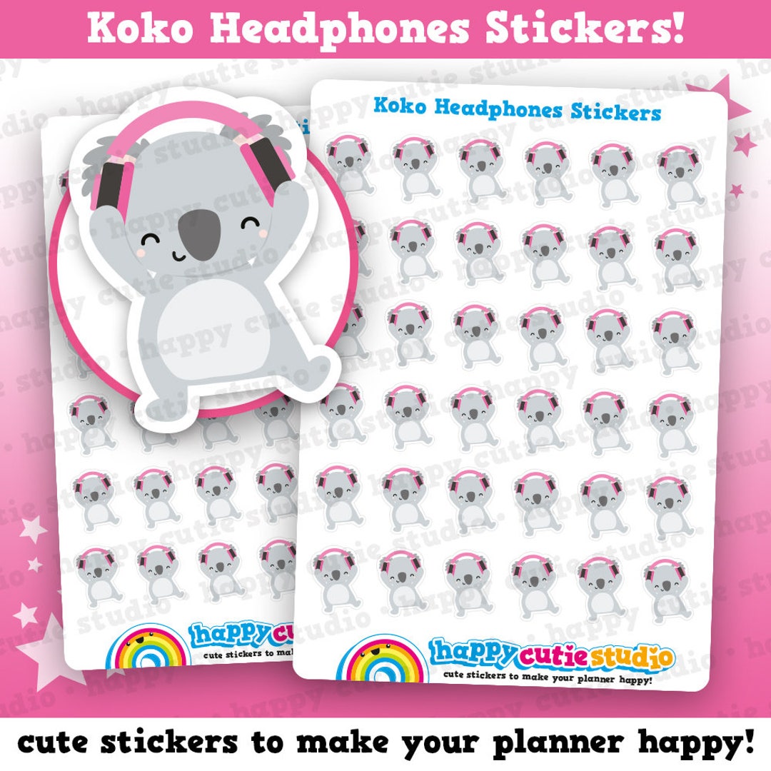 36 Cute Koko the Koala Headphones/music/dj Planner Stickers - Etsy