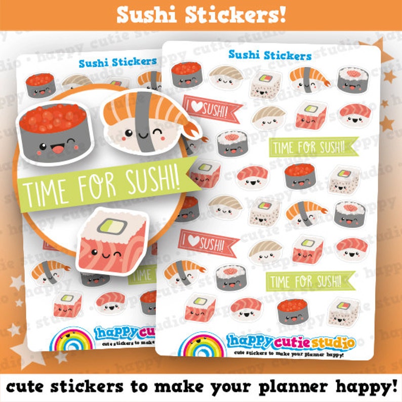 32 Cute Sushi/Food Planner Stickers | Etsy