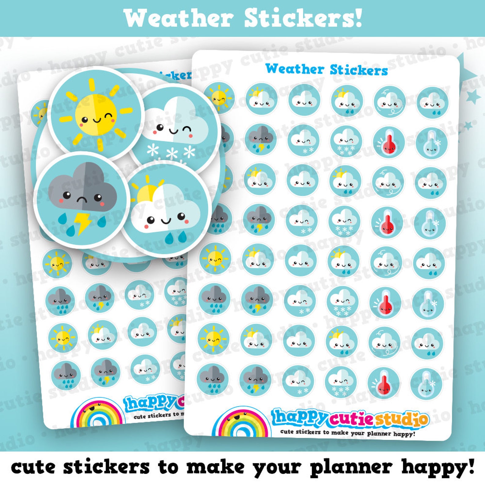 48 Cute Weather Planner Stickers - Etsy