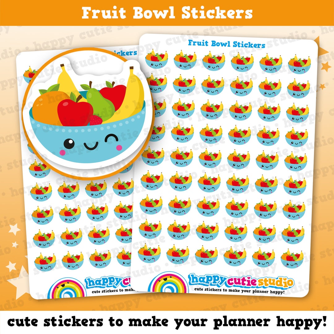54 Cute Fruit Bowl/healthy Eating/diet Planner Stickers - Etsy