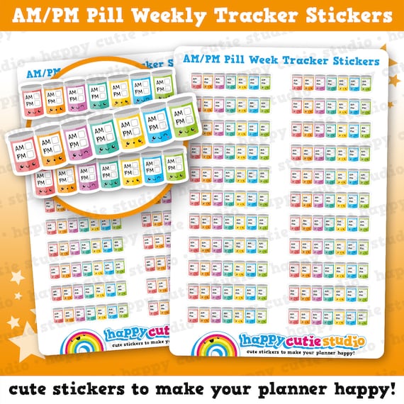 Weekly Medication Tracker Planner Stickers Craft Supplies & Tools Party ...