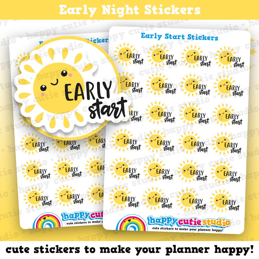 24 Cute Early Start/sleep/tired Planner Stickers - Etsy
