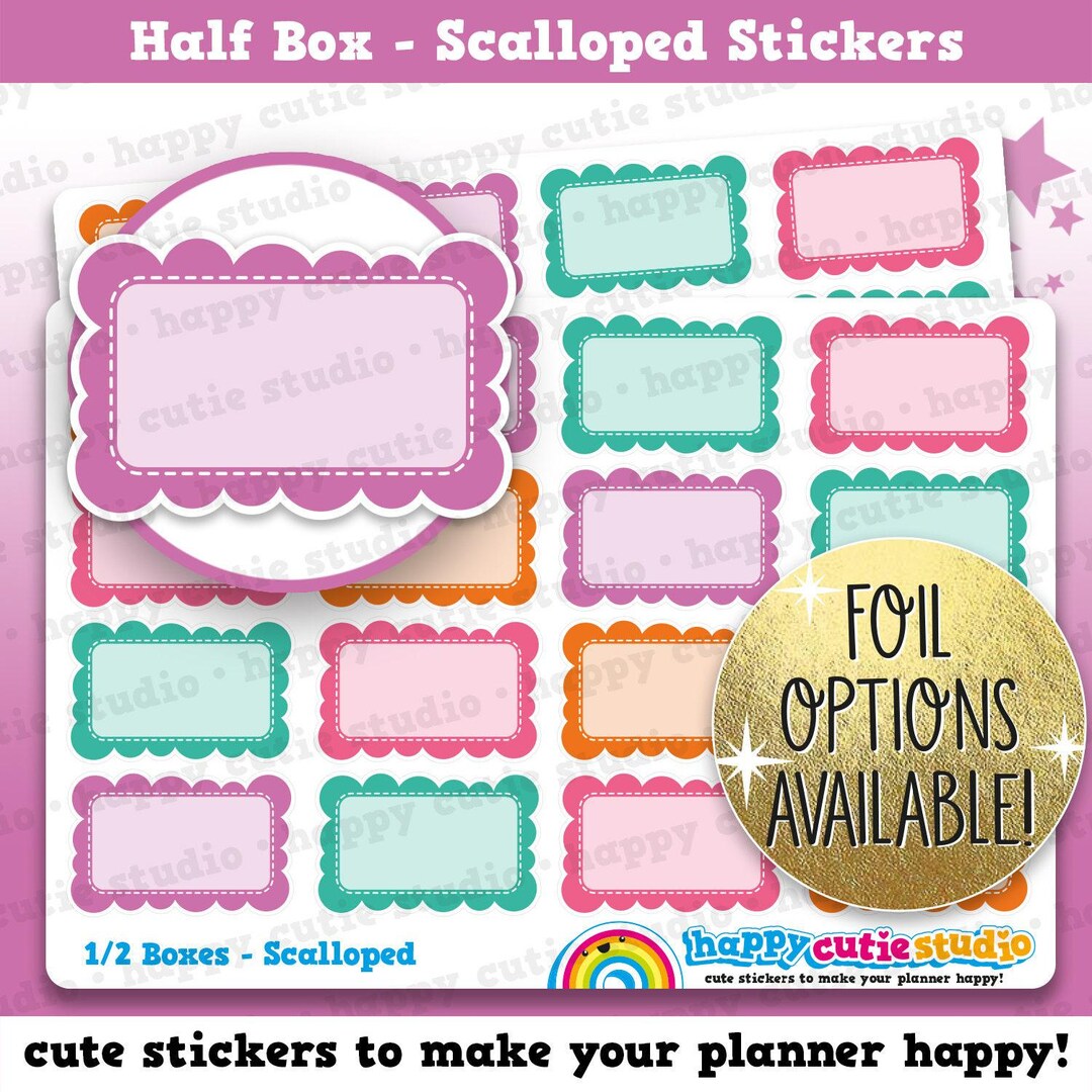 16 Cute Half Box Scalloped/functional/practical Planner Stickers - Etsy