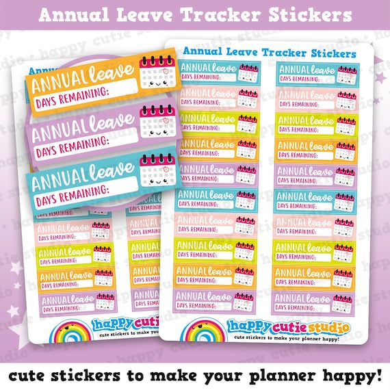 20 Cute Annual Leave Tracker Planner Stickers - Etsy