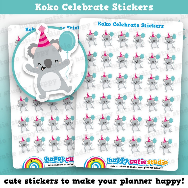 36 Cute Koko the Koala Celebrate Planner Stickers | Etsy
