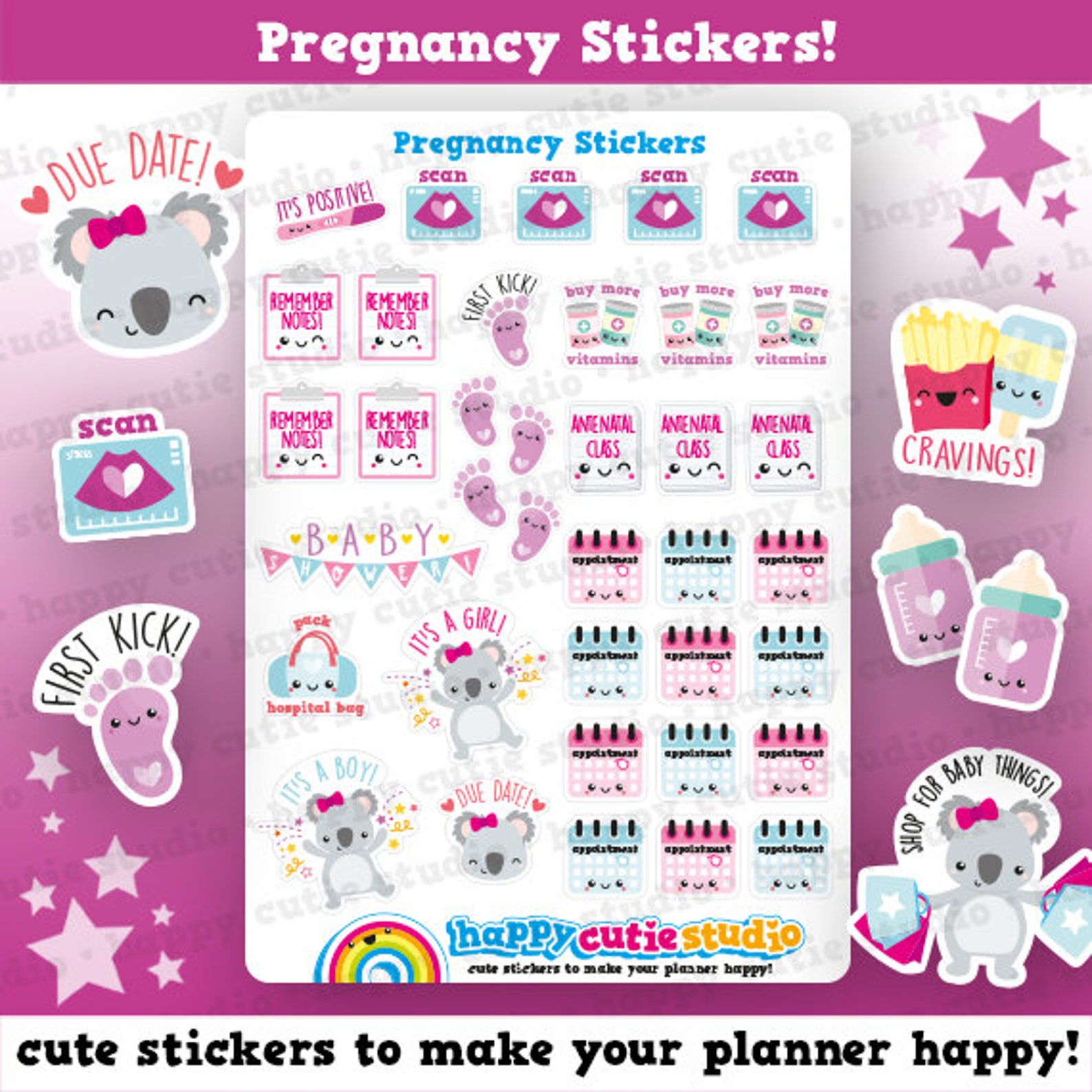 66 Cute Pregnancy/pregnant/baby Planner Stickers | Etsy