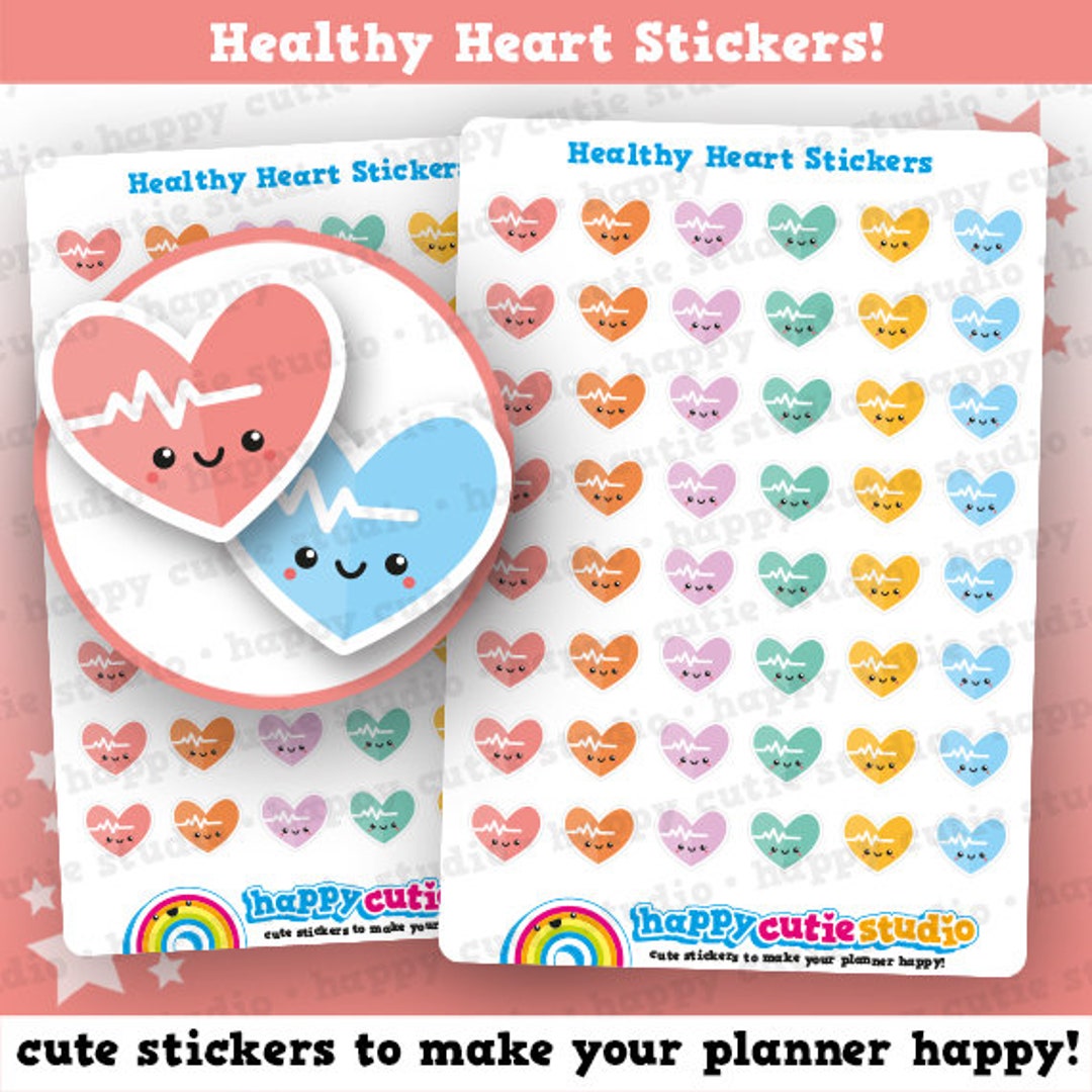 48 Cute Healthy Heart/heatbeat/bpm/heart Rate Planner Stickers - Etsy