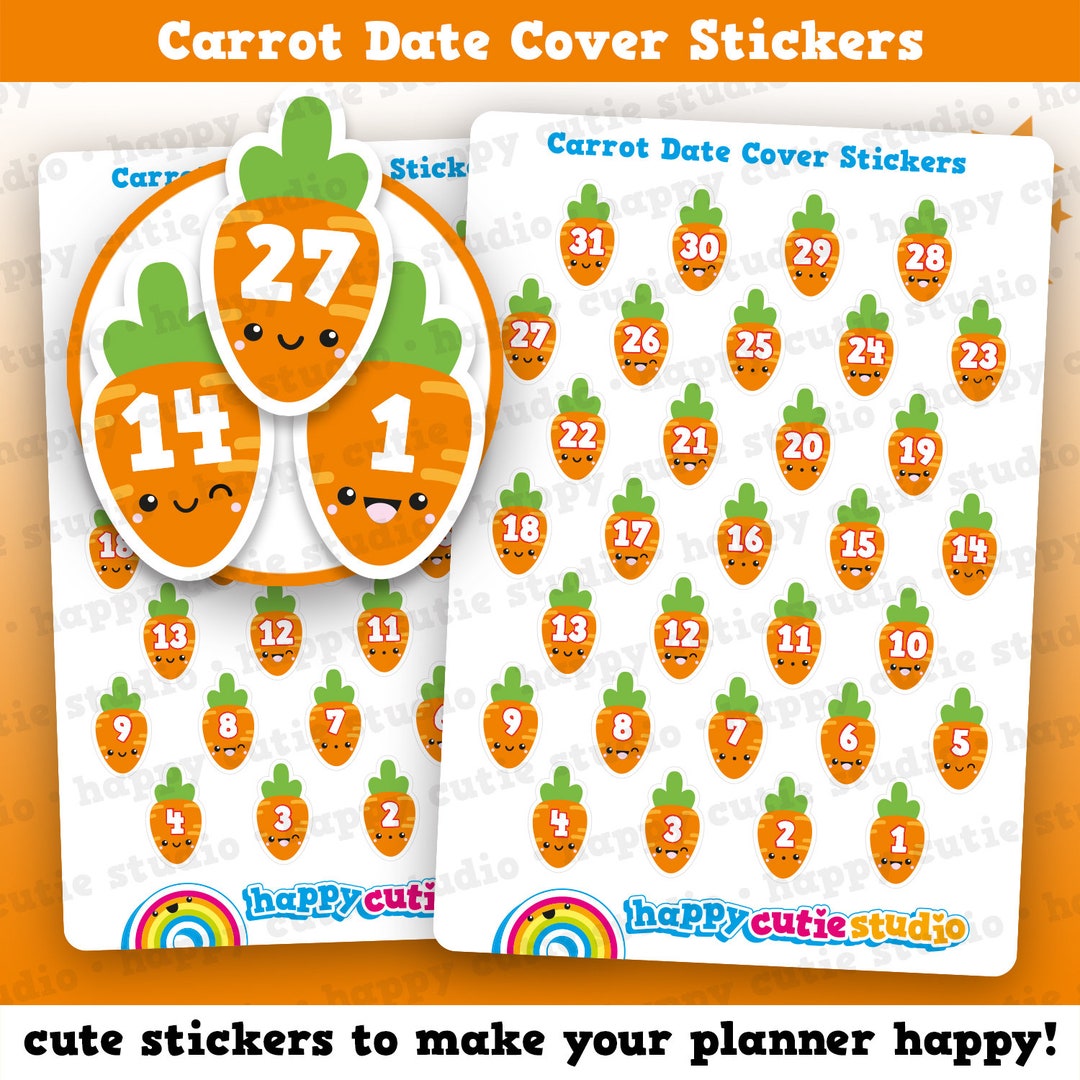 31 Cute Carrots the Rabbit/carrot Countdown/date Cover Planner Stickers ...