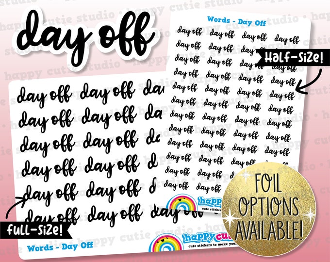 Day off Words/banners/foil Planner Stickers - Etsy