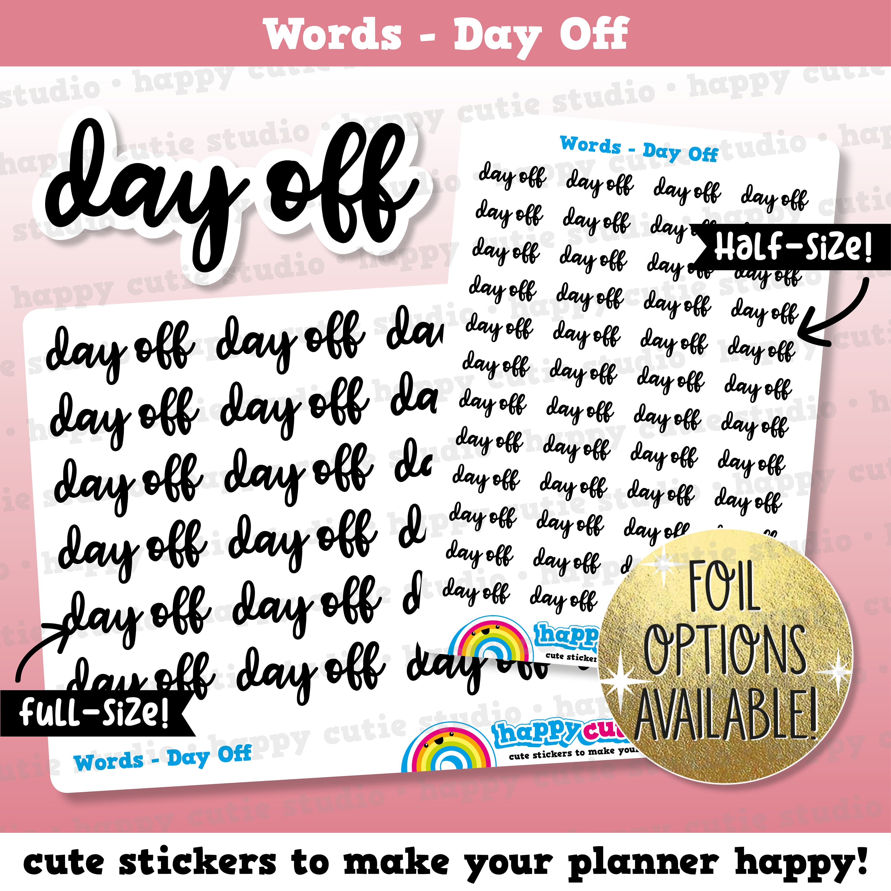 Day off Words/banners/foil Planner Stickers | Etsy