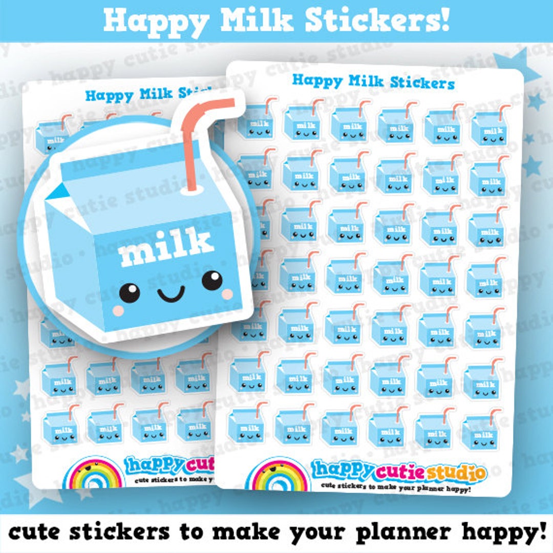 42 Cute Happy Milk Planner Stickers - Etsy