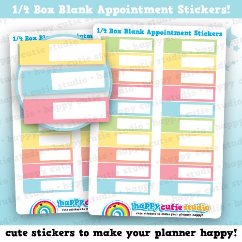 20 Cute 1/4 Box Blank Pastel Appointment Planner Stickers - Etsy