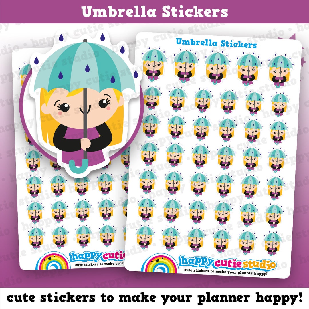 41 Cute Umbrella/weather/rain Girl Planner Stickers - Etsy