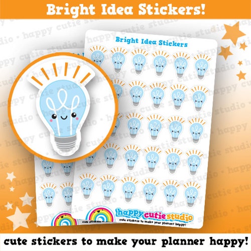 30 Cute Bright Idea/light Bulb/idea Planner Stickers | Etsy