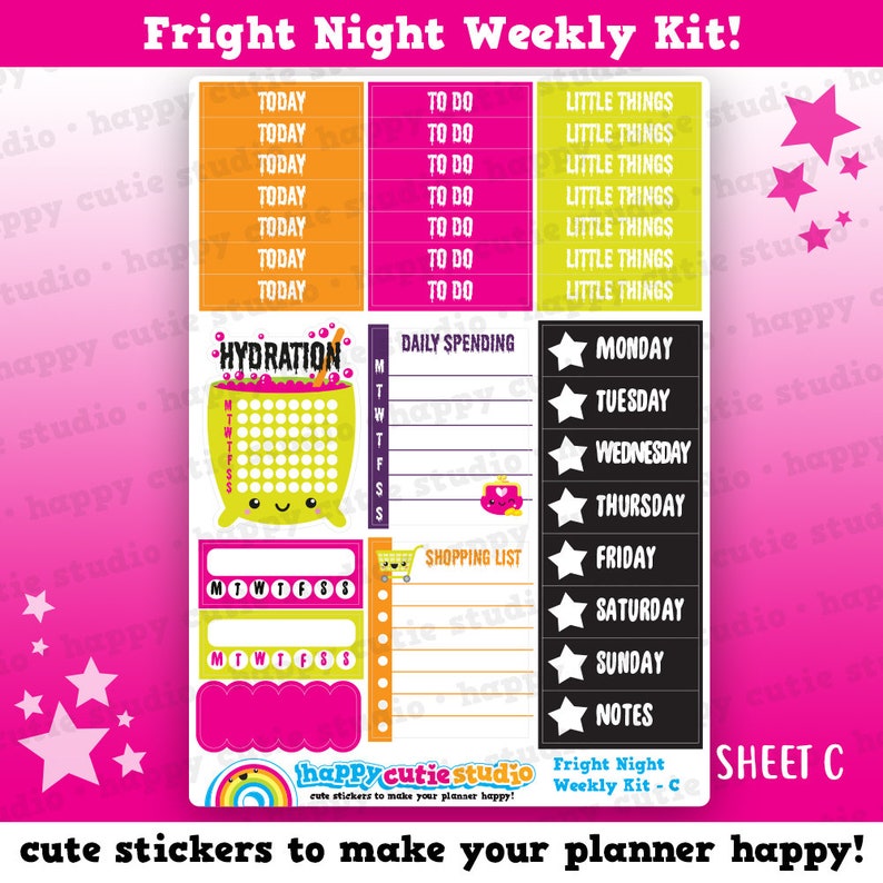 Fright Night/halloween/spooky Weekly Kit Planner Stickers | Etsy