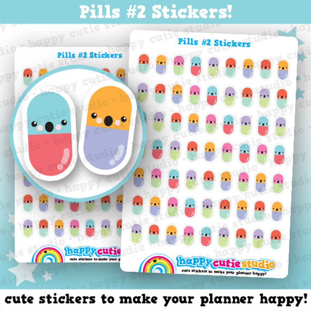 63 Cute Pill #2/medicine/tablet Planner Stickers - Etsy