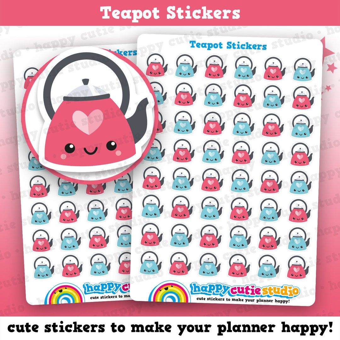 48 Cute Teapot/tea Planner Stickers - Etsy