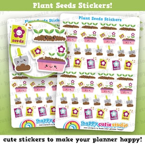 42 Cute Plant Seeds/garden Jobs/seeds Planner Stickers - Etsy