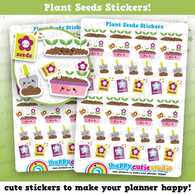 42 Cute Plant Seeds/garden Jobs/seeds Planner Stickers - Etsy