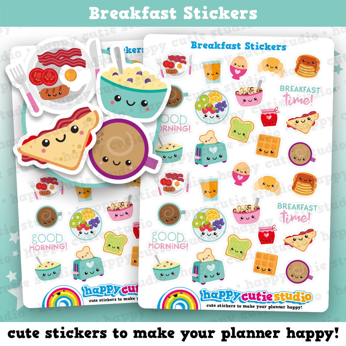 34 Cute Breakfast Planner Stickers - Etsy