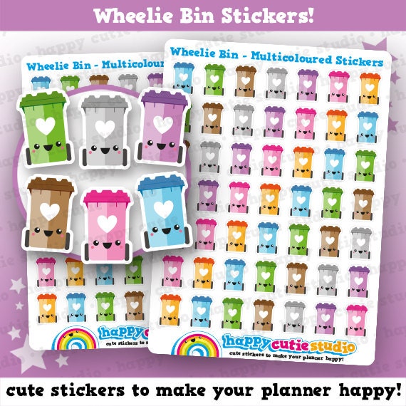 49 Cute Wheelie Bin/trash/garbage/rubbish Planner Stickers | Etsy UK