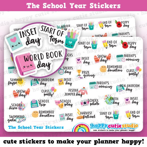 The School Year/dates/holidays/events Planner Stickers - Etsy UK