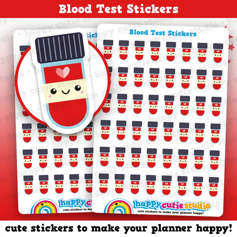 48 Cute Blood Test/blood Work Planner Stickers - Etsy