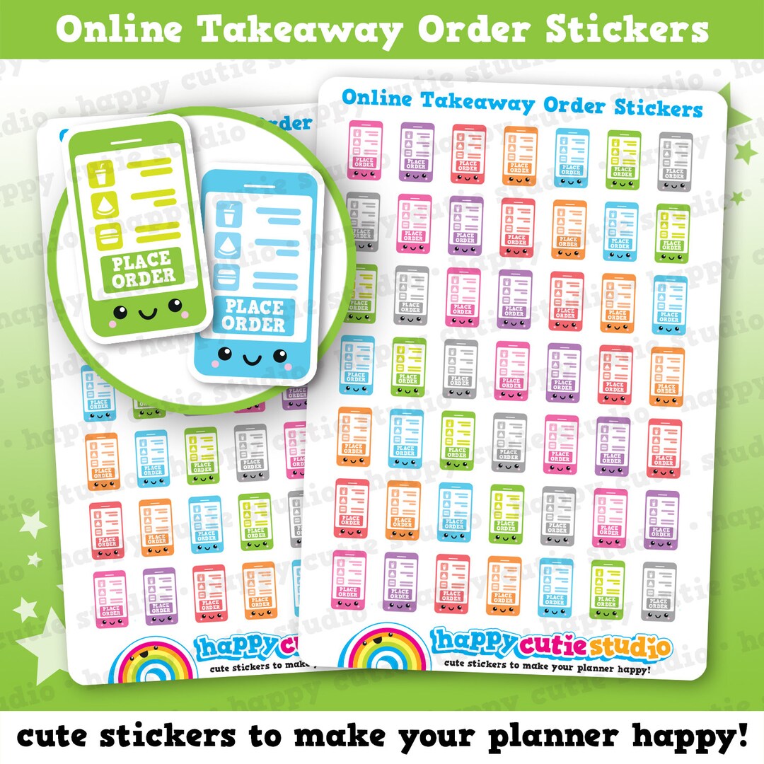 49 Cute Online Takeaway Order Icons/fast Food Planner Stickers - Etsy