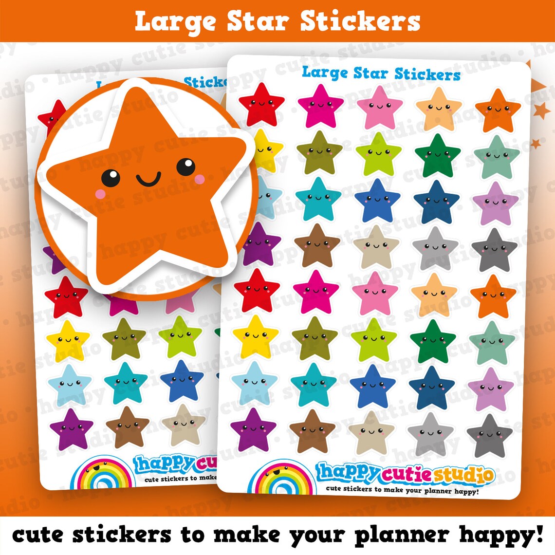 40 Cute Large Star Planner Stickers - Etsy