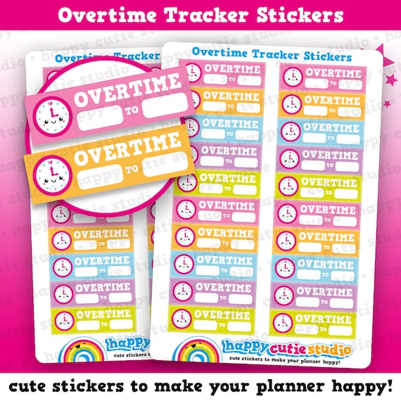 20 Cute Overtime Tracker/reminder Planner Stickers - Etsy UK