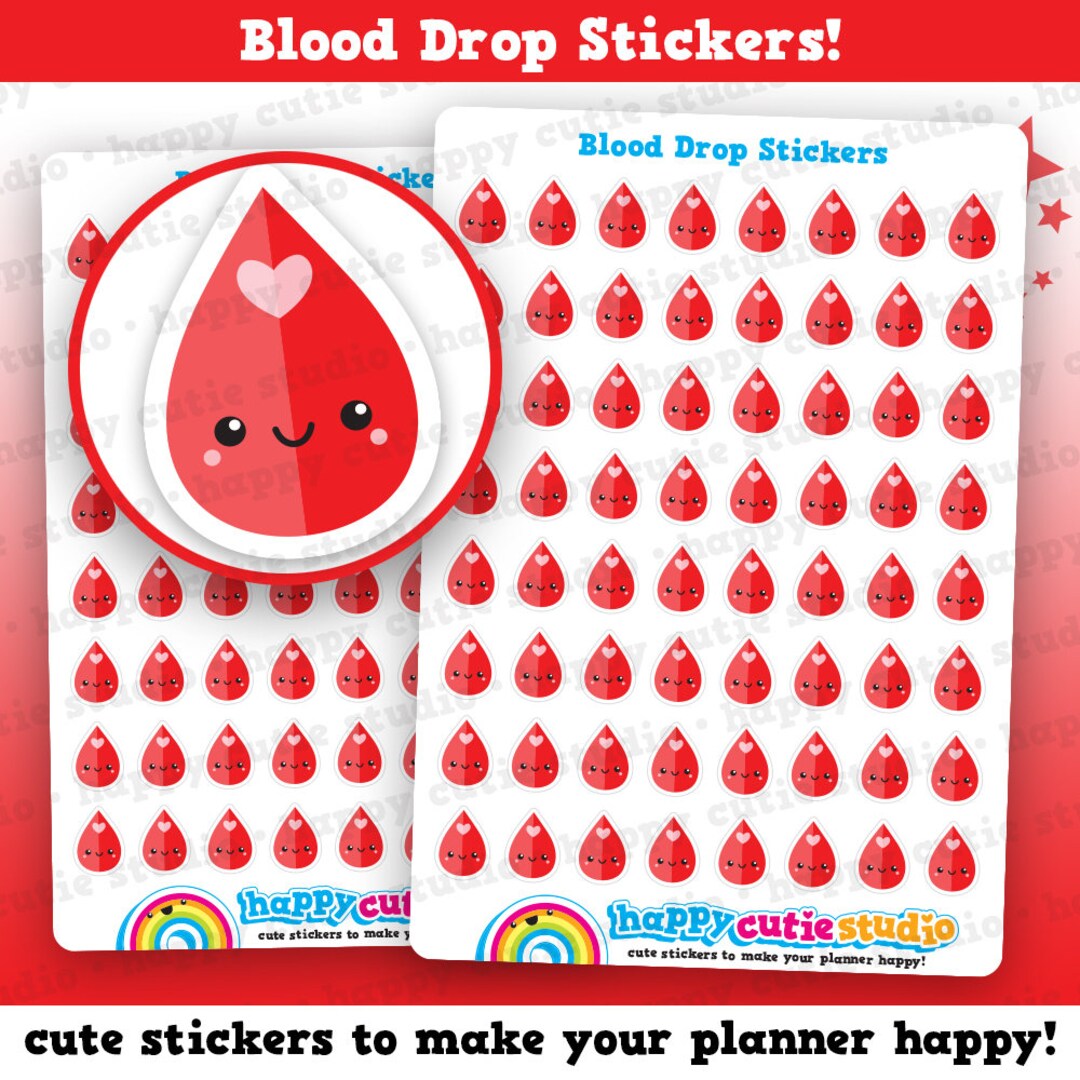 64 Cute Blood Drop/blood Test Planner Stickers - Etsy UK