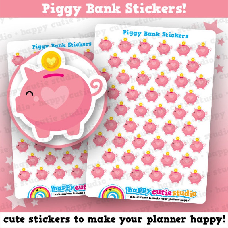 50 Cute Piggy Bank/save/money Planner Stickers - Etsy