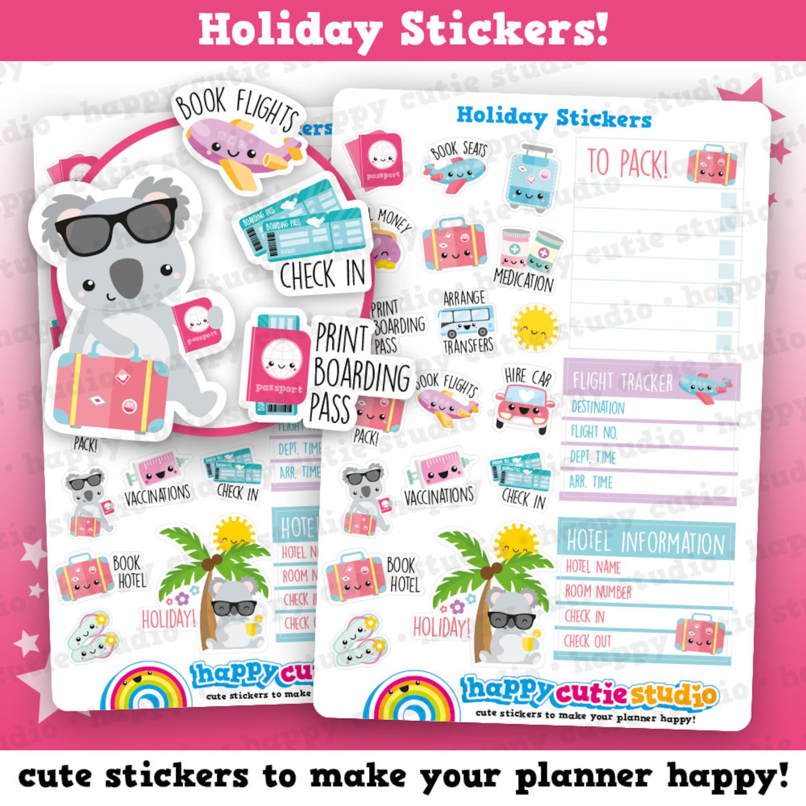 21 Cute Holiday/vacation/to Do/checklist Planner Stickers | Etsy