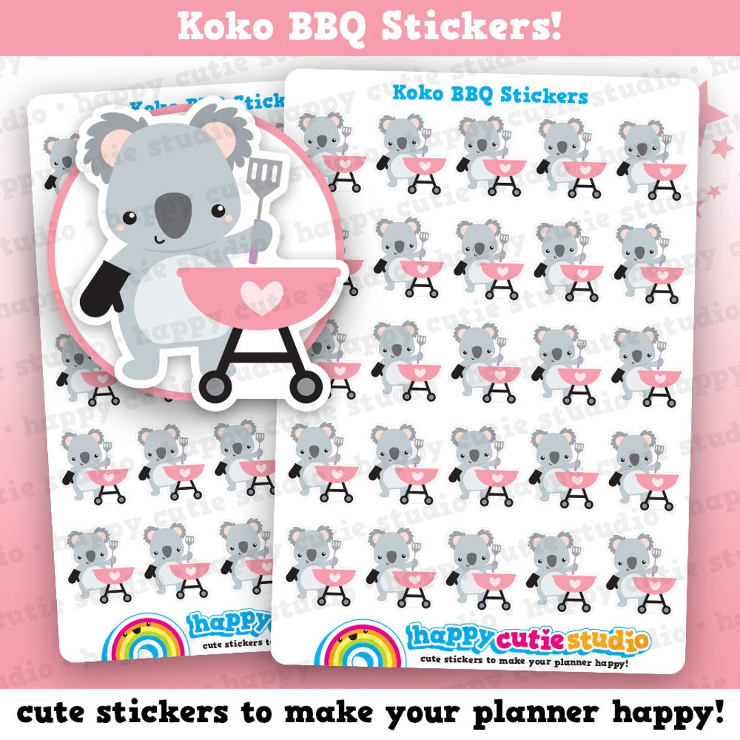 25 Cute Koko the Koala 'BBQ' Planner Stickers - Etsy