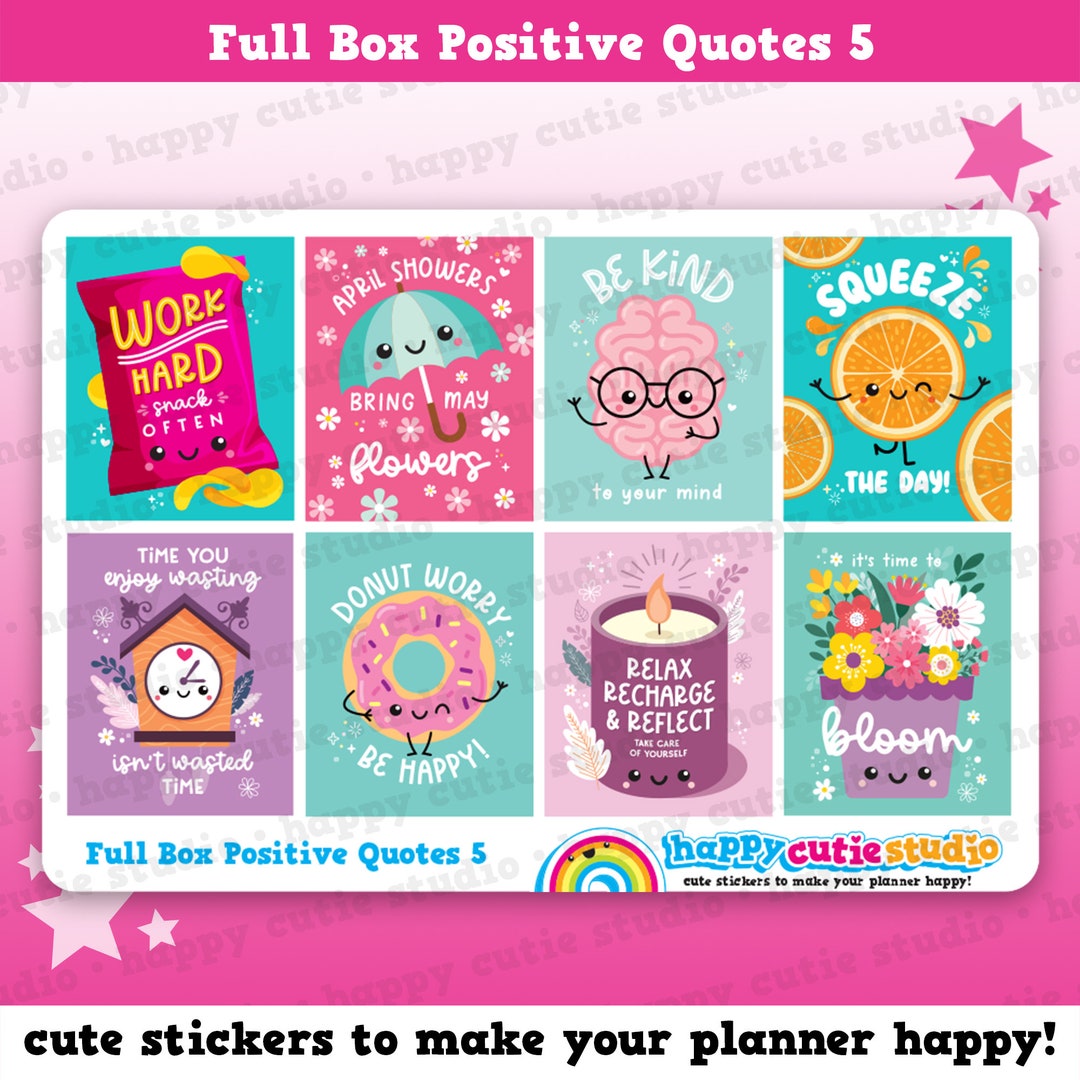 8 Full Box Positive Quotes 5/functional/practical Planner Stickers - Etsy